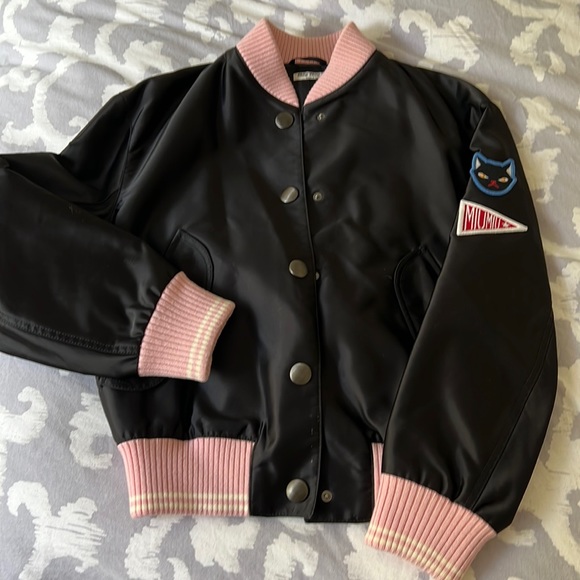 Miu Miu | Jackets & Coats | Miu Miu Pink Bomber Jacket | Poshmark